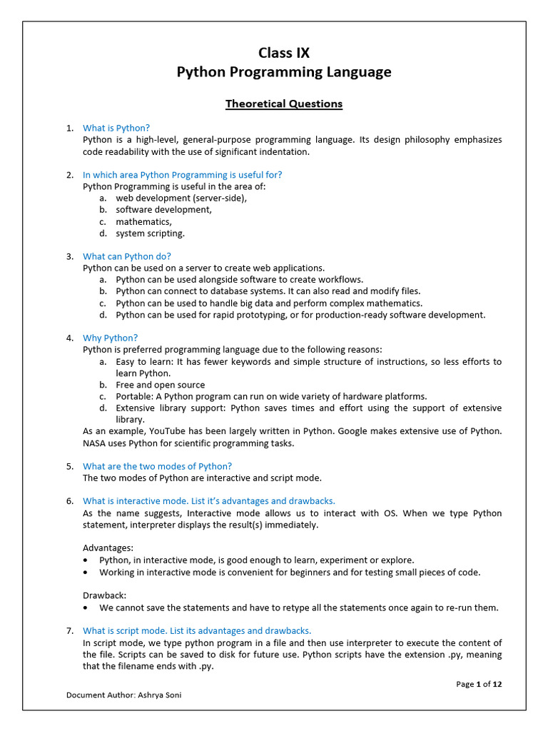 Class IX Part 3 Python 1 | PDF | Python (Programming Language) | Control Flow