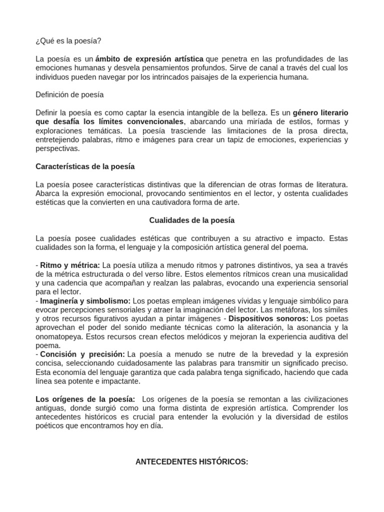 Definición y características de la poesía | PDF | Poesía | Ritmo