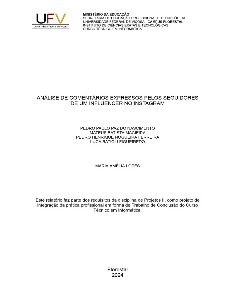 Relatorio_TCC_final_CFI_047 | PDF | Aprendizado de máquina | Dados