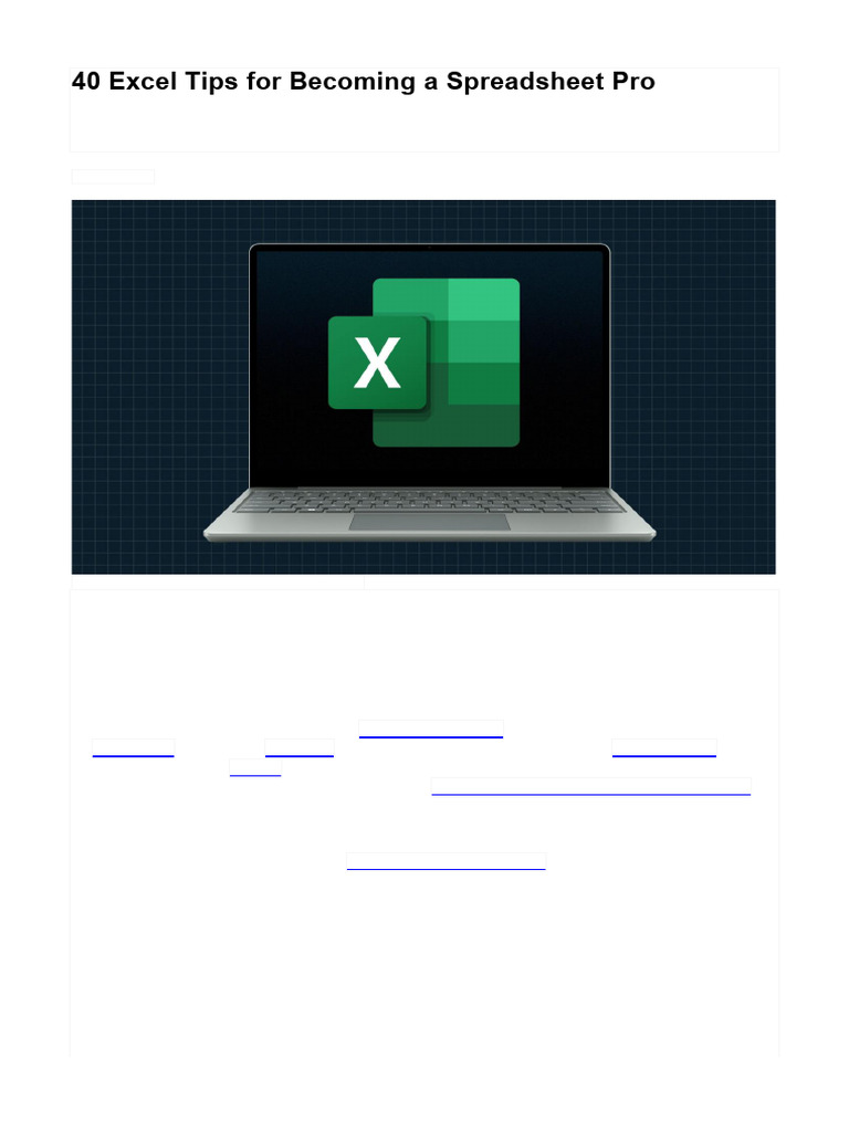 Excel Tips for Spreadsheet Mastery | PDF | Microsoft Excel | Spreadsheet