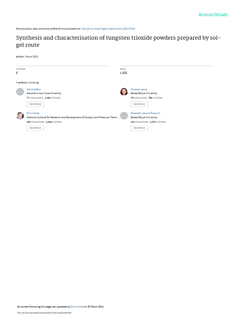 Synthesis and Characterisation of Tungsten Trioxide Powders Prepared by ...