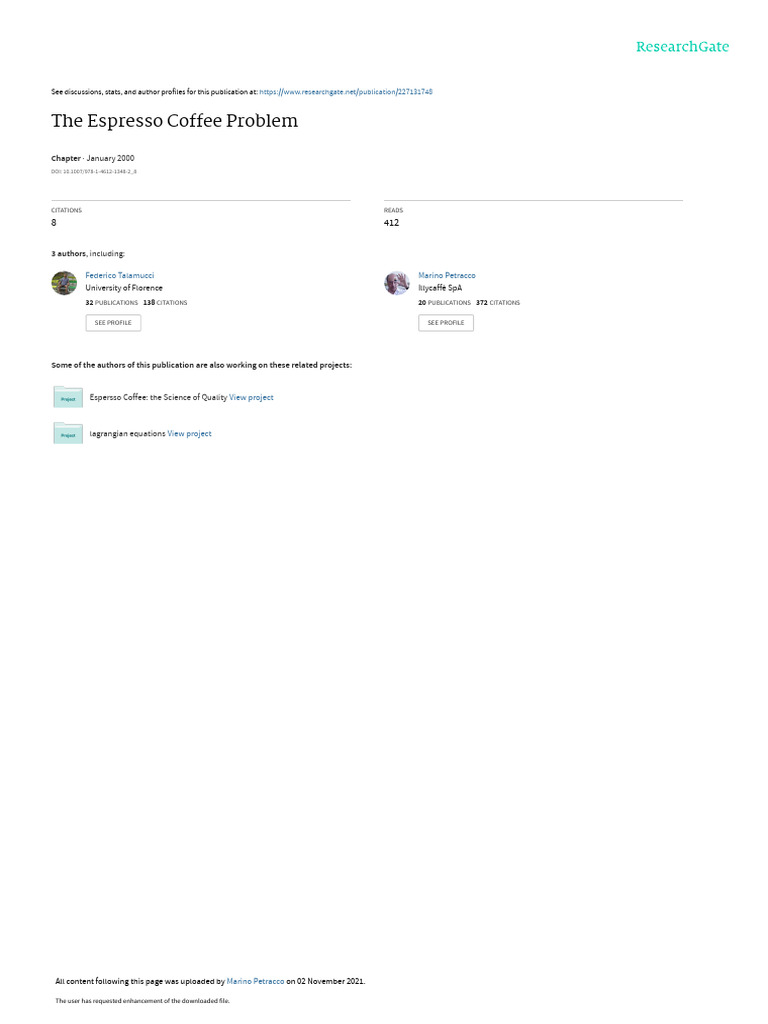 The Espresso Coffee Problem | PDF