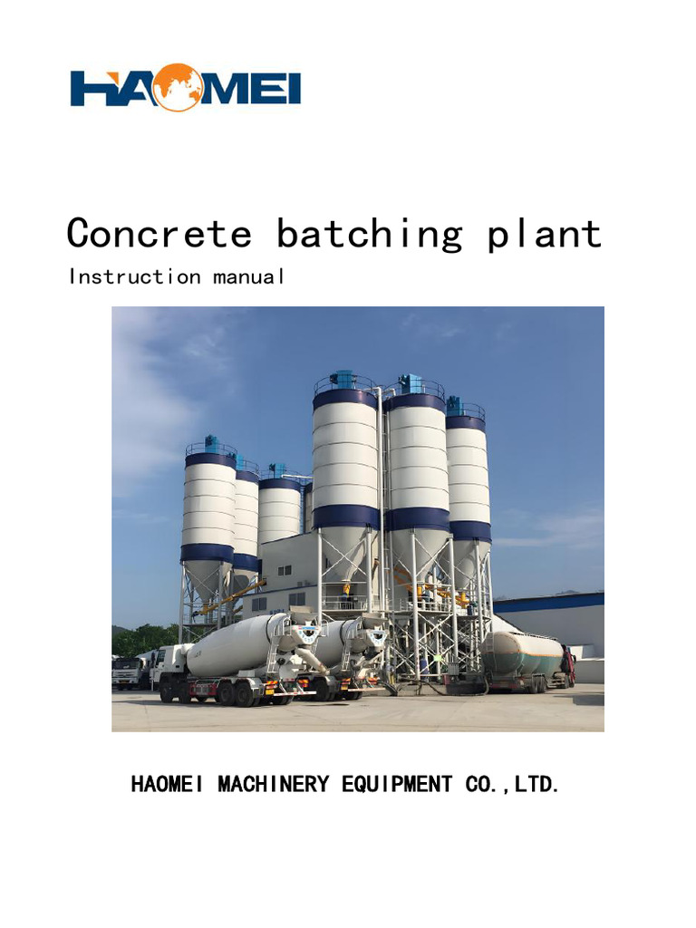 Concrete Batching Plant Maintenance Manual | PDF | Concrete | Electrician