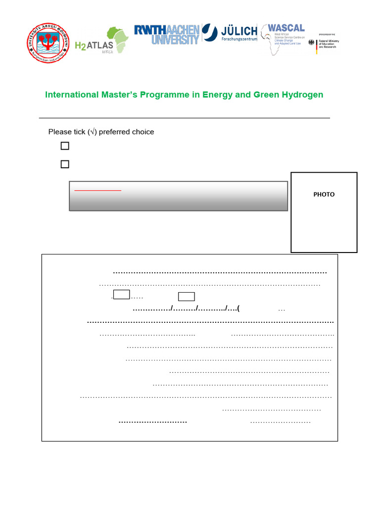 Application RE H2 Form WASCAL Niger 2025 1 | PDF