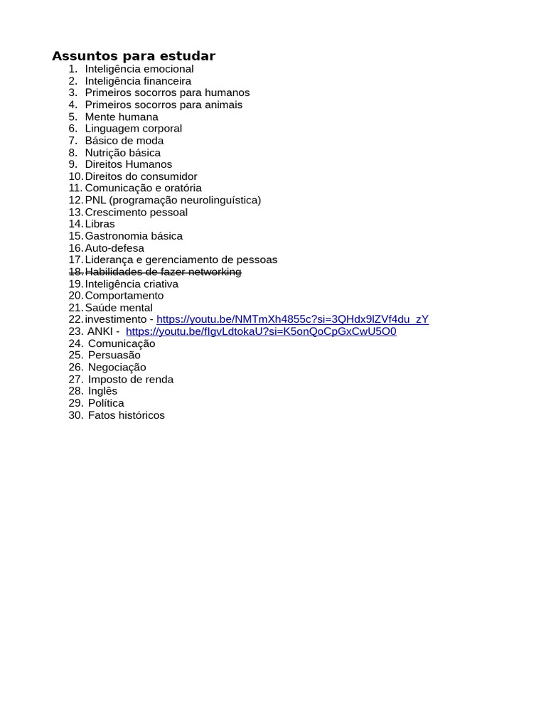 Assuntos para Aprender | PDF