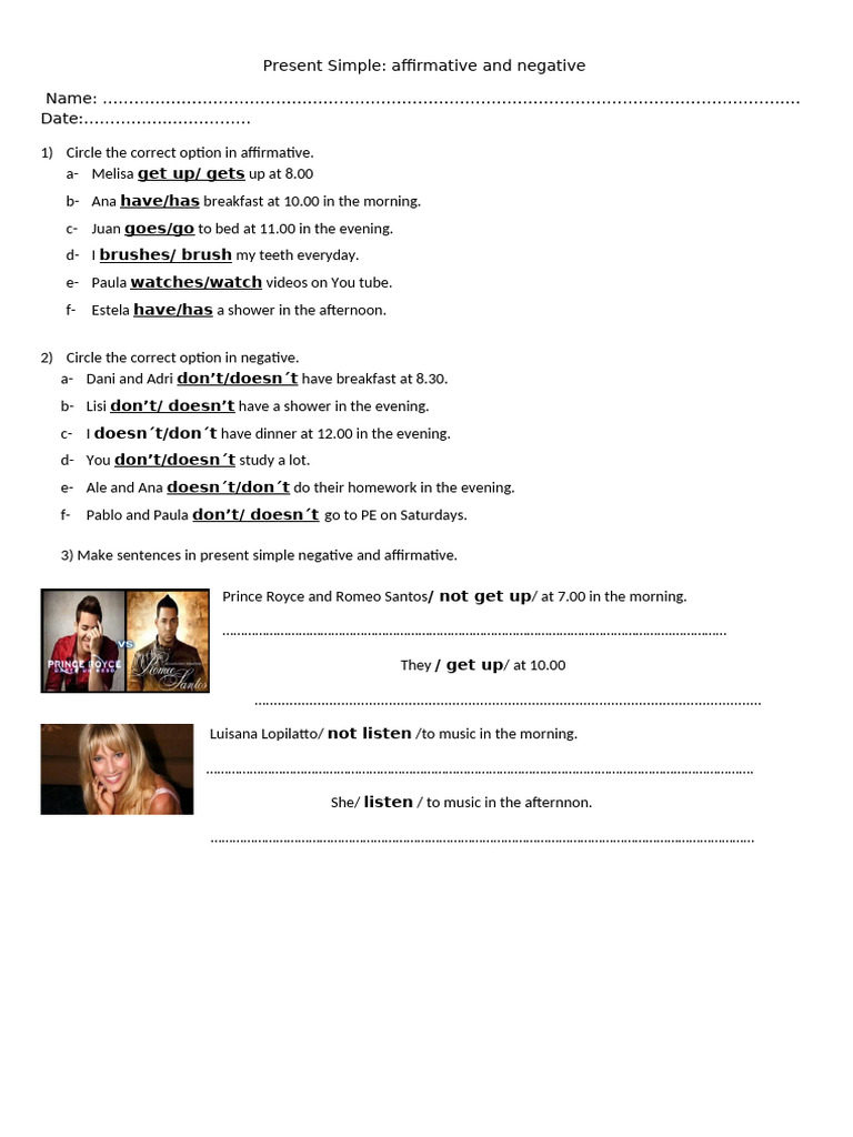 Ficha repaso present simple 2.doc | PDF