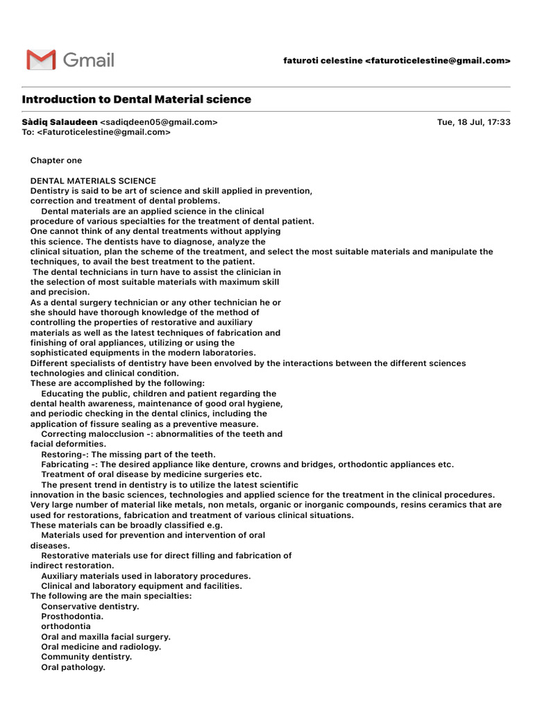 Introduction To Dental Material Science-2 | PDF | Dentistry | Dental Composite