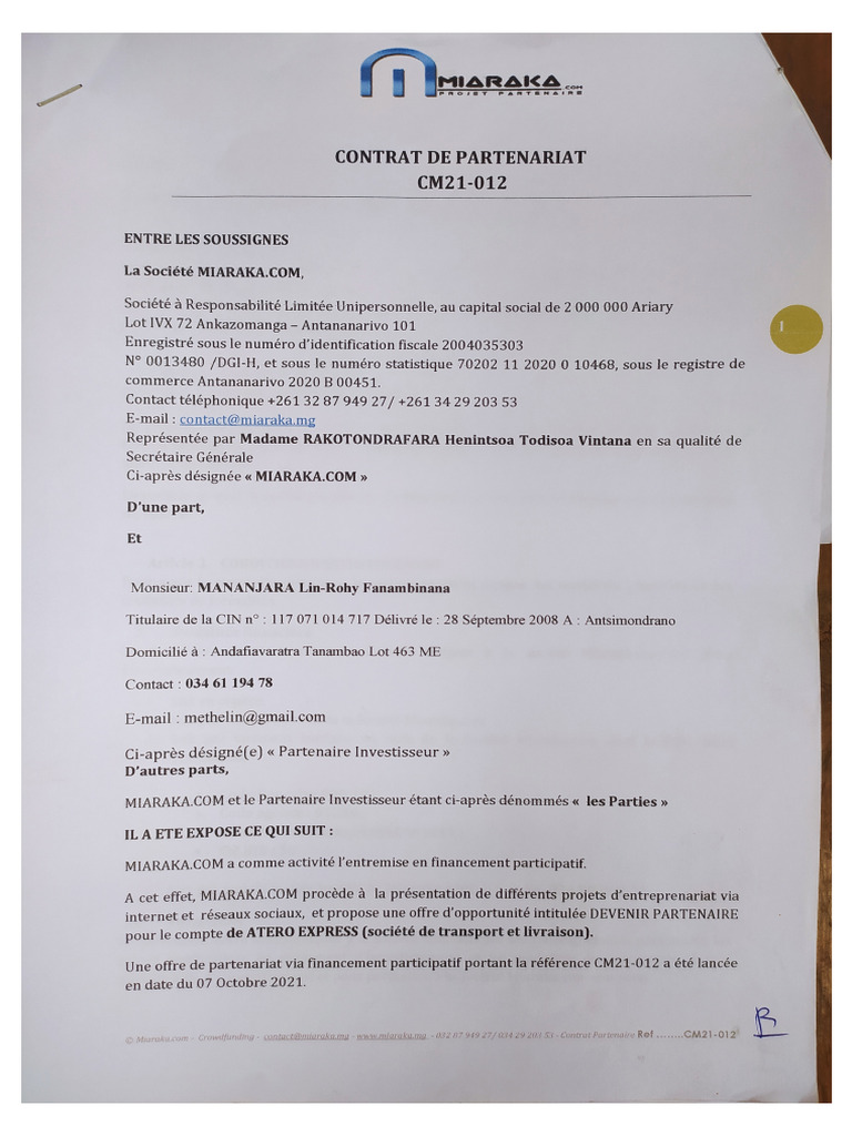 01-MANANJARA Lin-contrat | PDF