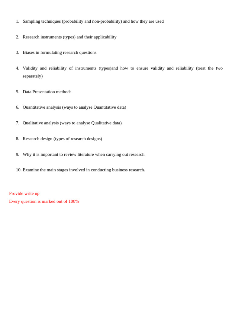 Business Research Presentation Questions (LSC 237) | PDF