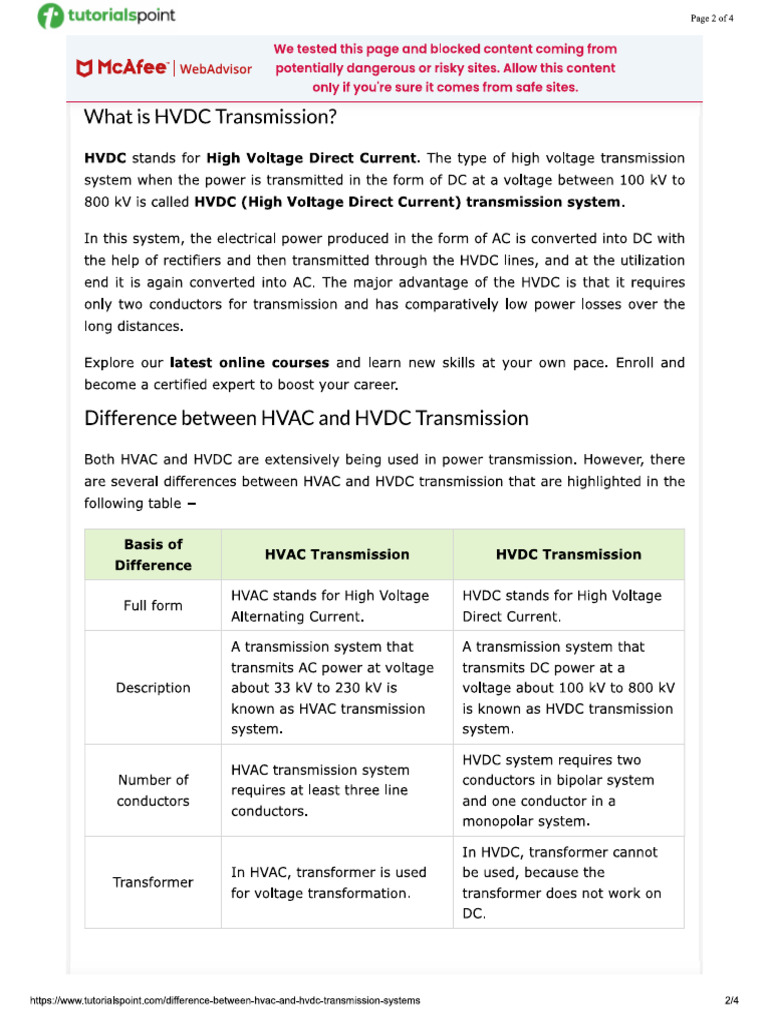 Hvac&Hvdc Diff. | PDF