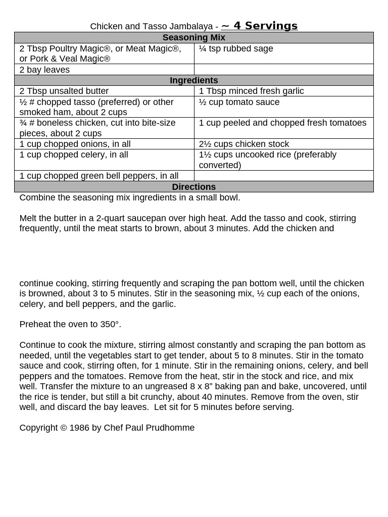 Chicken & Tasso Jambalaya 4x6 | PDF