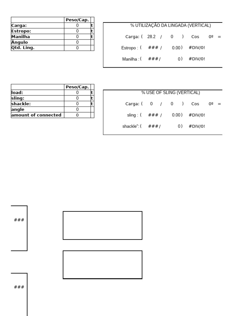 0 % Utilização Da Lingada (Vertical) 0 0 28.2 0 0 0 Estropo: 0.00 ...