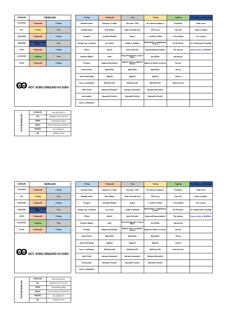 Lgs 2025 Ders Programi | PDF