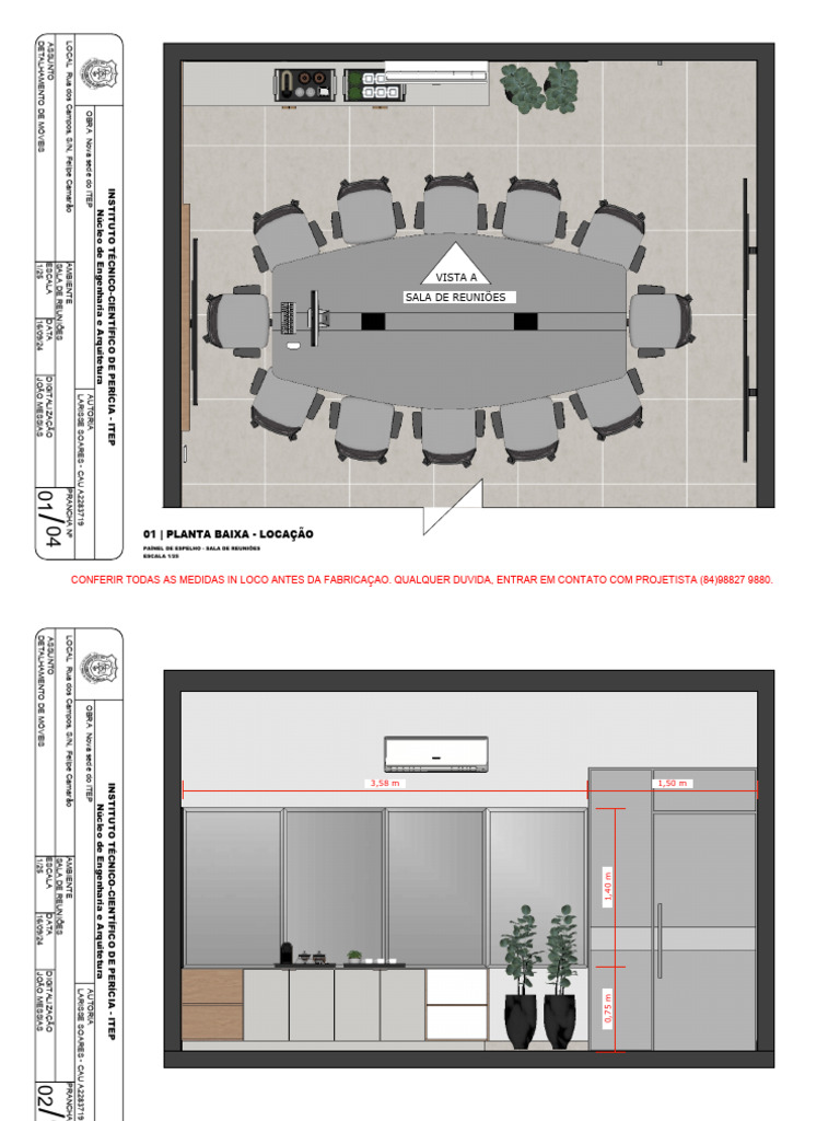 26 - Pranchas Layout Sala de Reunioes - Painel de Espelho | PDF | Engenharia | Design ambiental