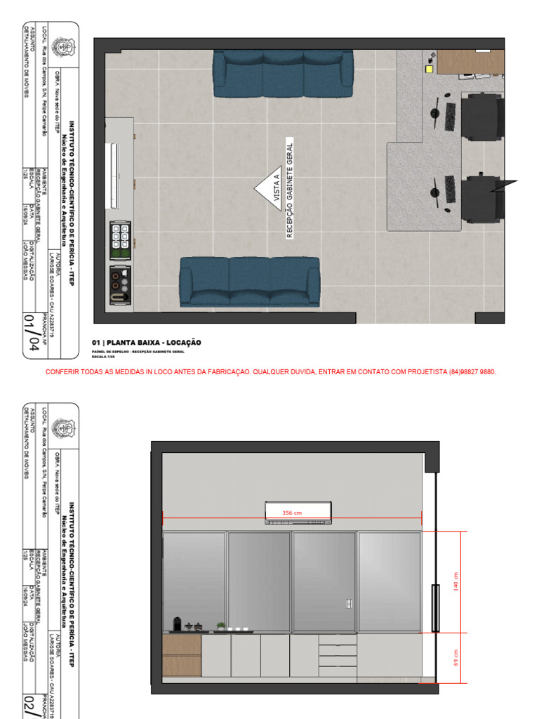 26 - Pranchas Layout Recepçao Gabinete Geral - Painel de Espelho | PDF ...