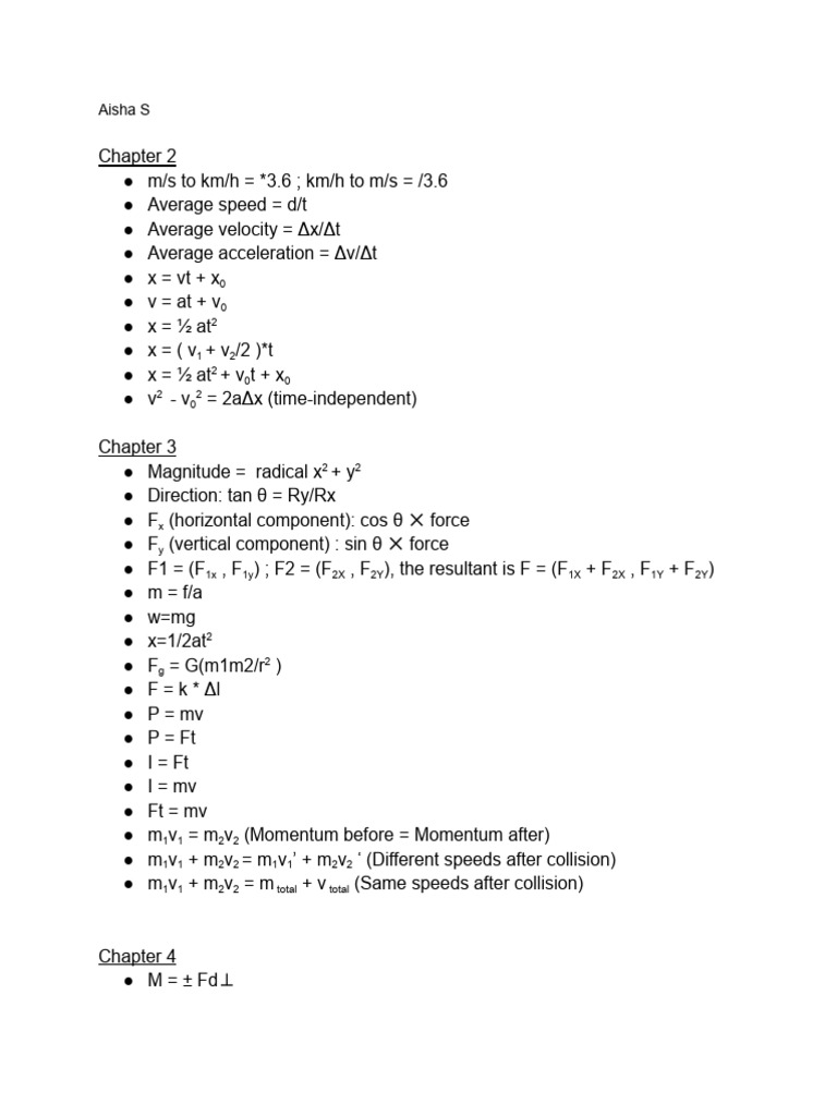 Physics T3 Finals Formulas | PDF