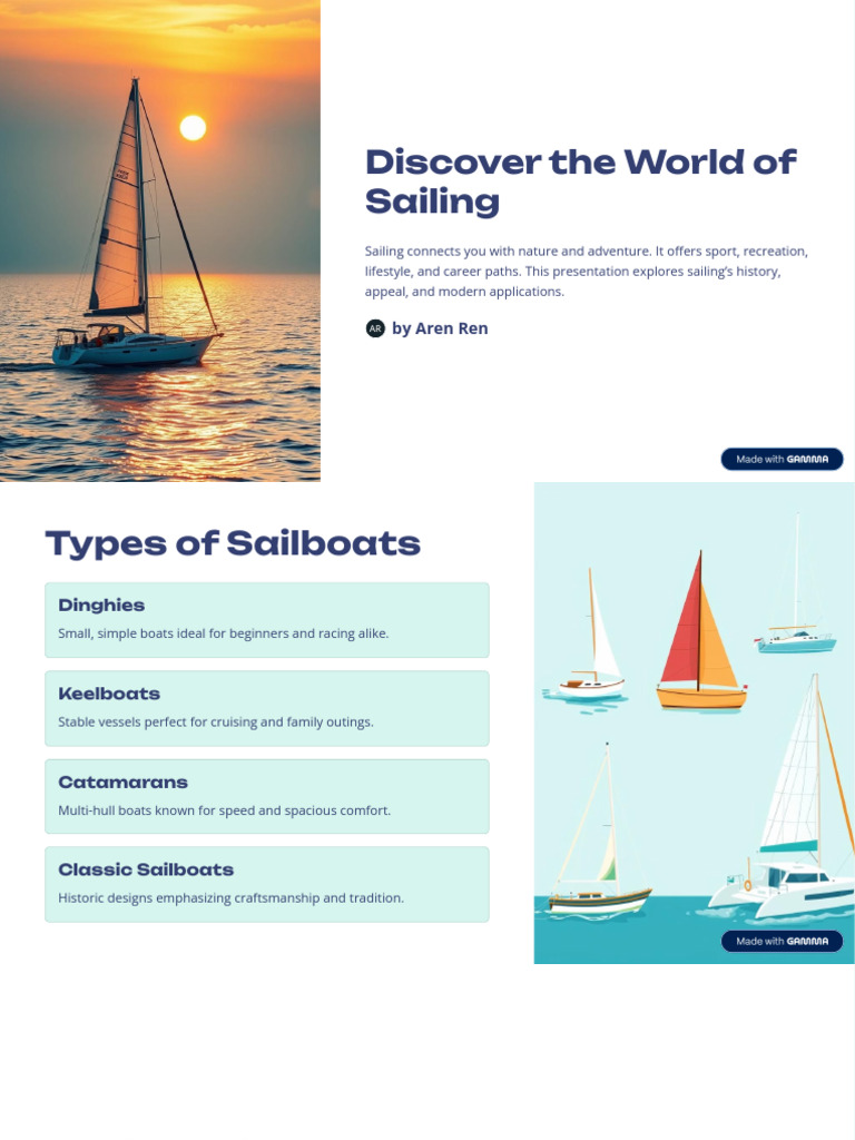 Discover the World of Sailing | PDF | Water Transport | Watercraft