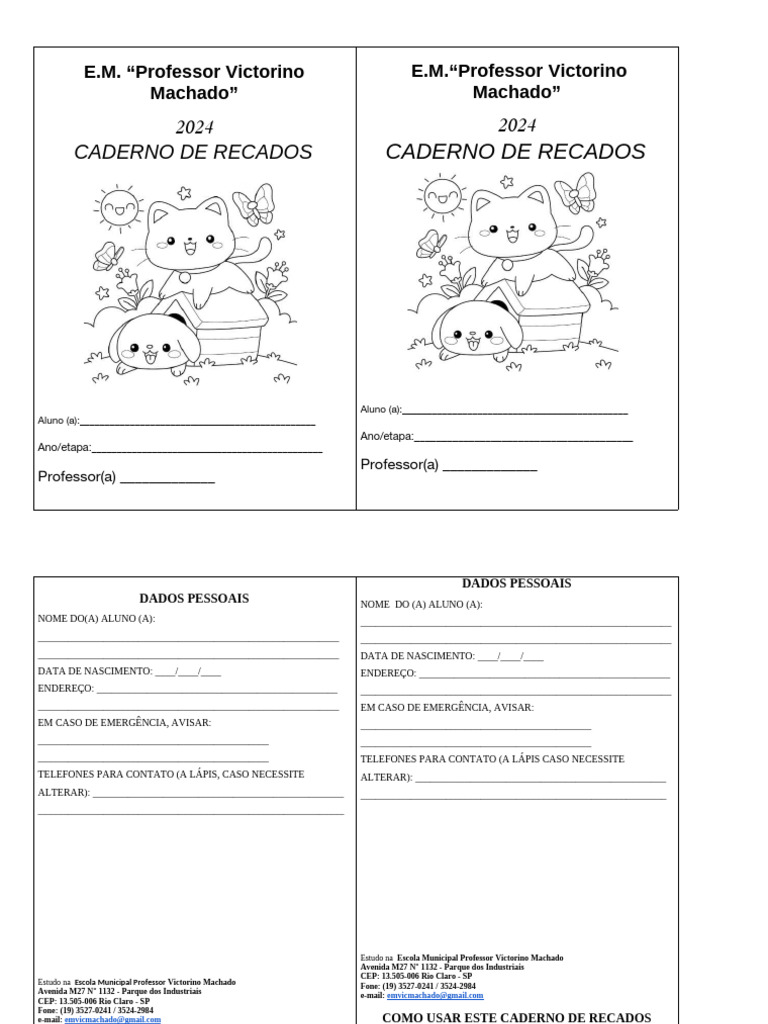Capa Do Caderno de Recados | PDF