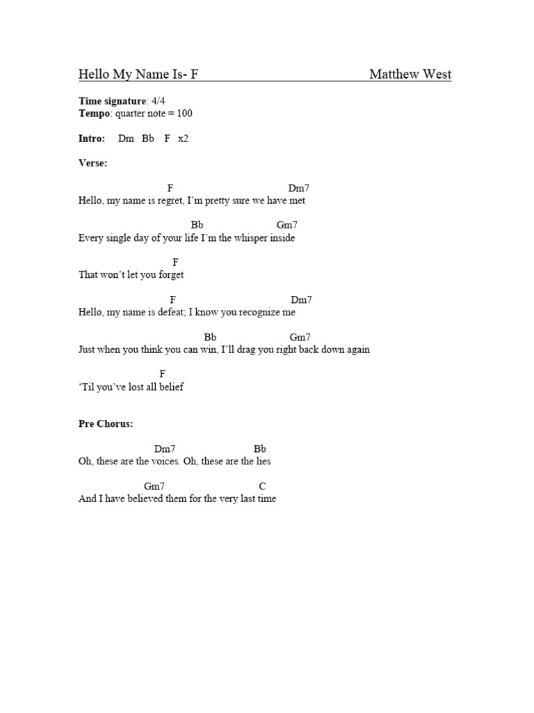 Hello My Name Is-F | PDF