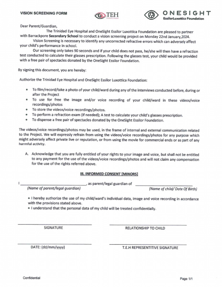 Vision Screening Consent Form | PDF