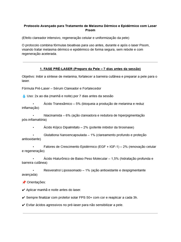 Fórmulas Laser Pisom Melasma 2 | PDF | Pele | Antioxidante