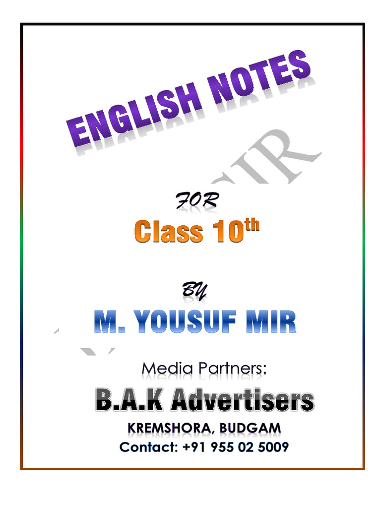 10th English Notes (1) | PDF