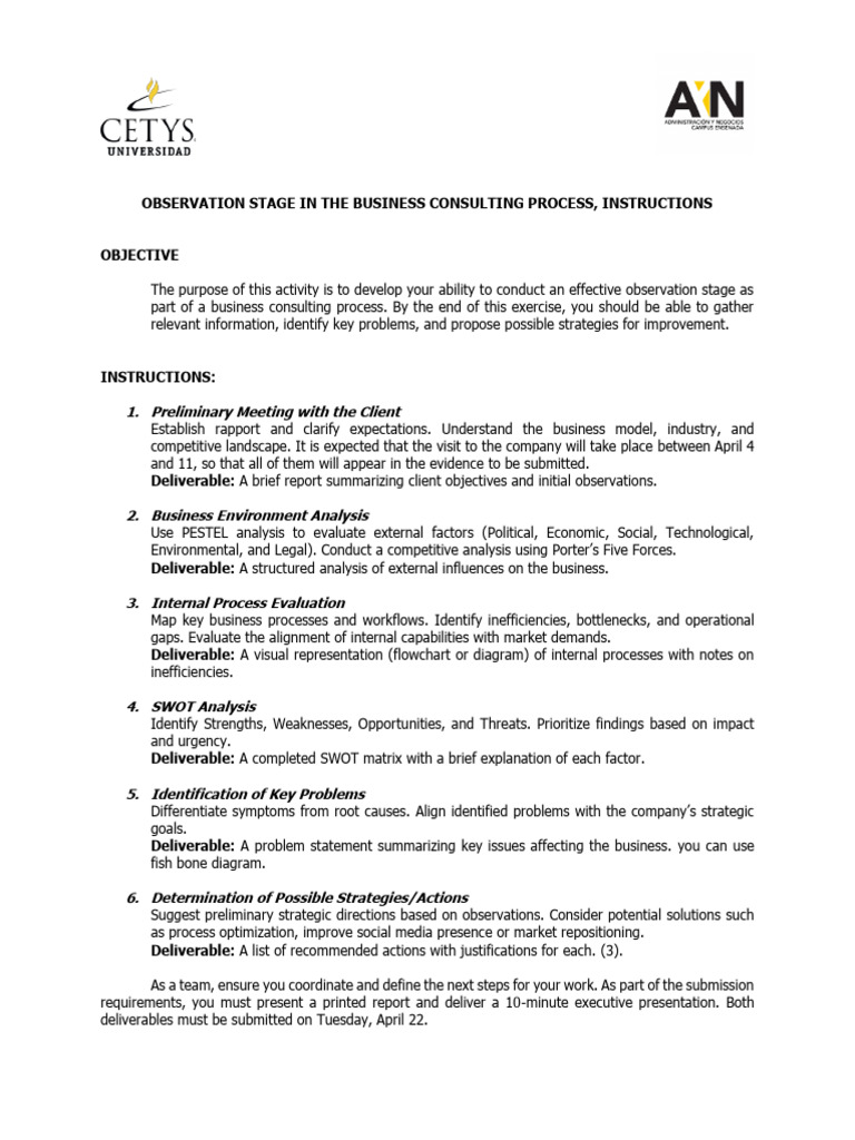 Business Consulting Observation Guide | PDF | Swot Analysis | Cognitive ...