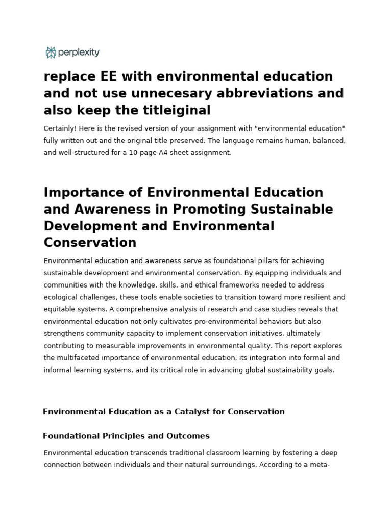 Replace EE With Environmental Education and Not Us | PDF ...