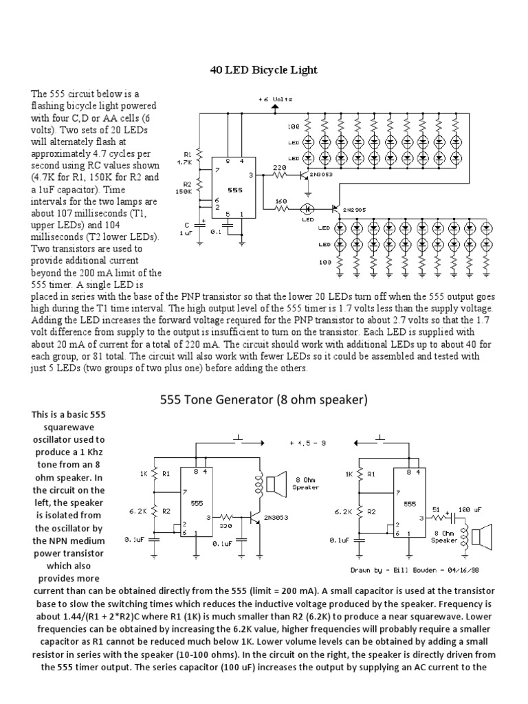 Small Circuits of 555 I.C | Diode | Transistor