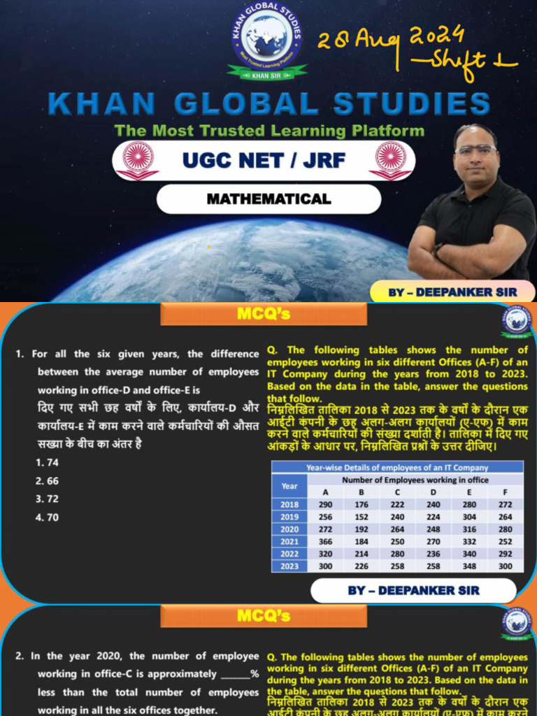 UGC NETJRF DEC 2024 UGC NET Data Interpretation PYQs Class 15 Deepanker ...