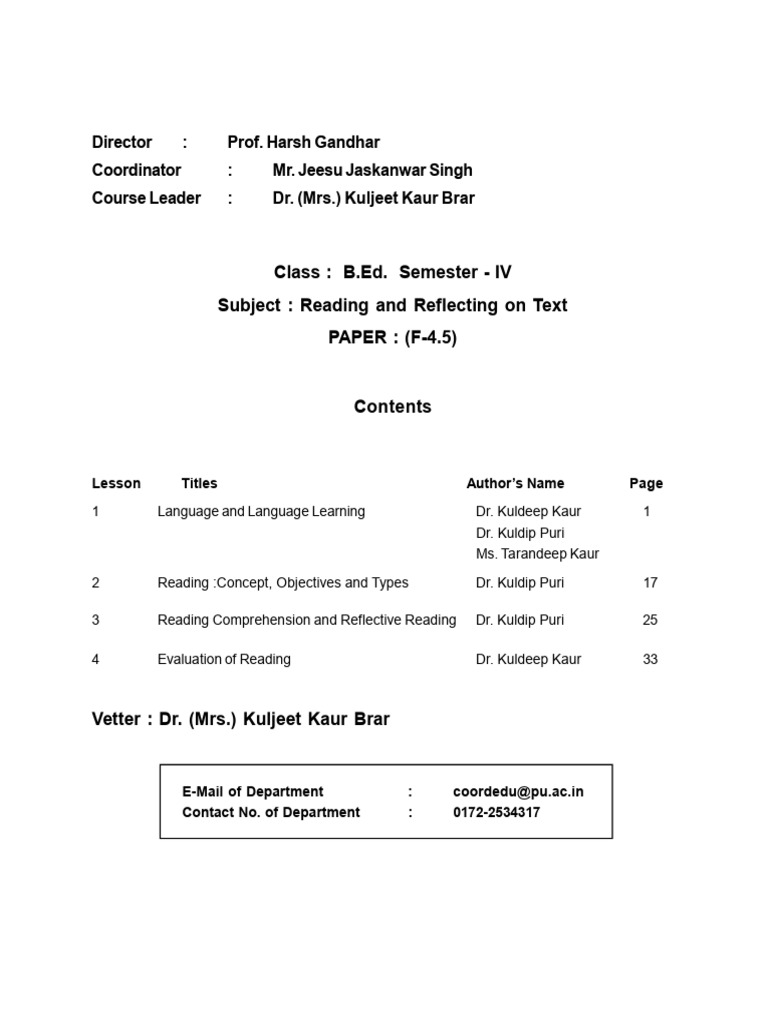 B.Ed. Reading and Reflecting on Text Guide | PDF | Multilingualism ...