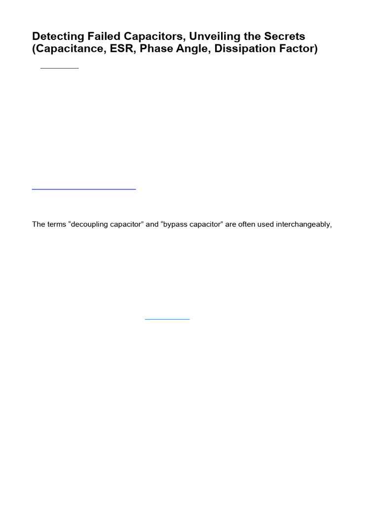 Detecting Capacitor Failures in Electronics | PDF | Capacitor | Capacitance