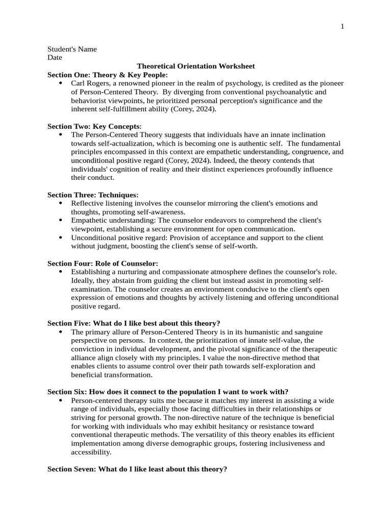 Person-Centered Theory Overview | PDF | Psychotherapy | Psychology