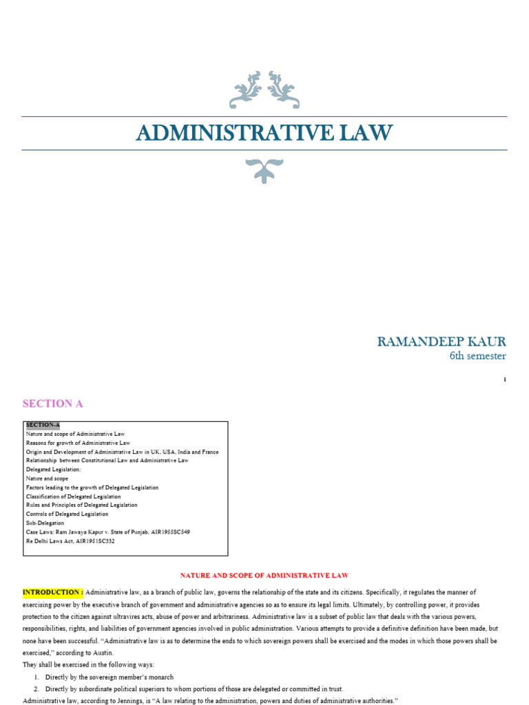 Admin Law Notes | PDF | Administrative Law | Constitution