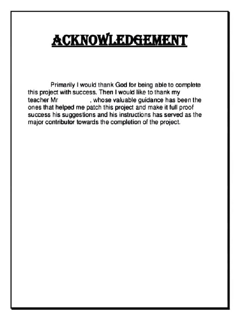 Project Acknowledgment and Thanks | PDF