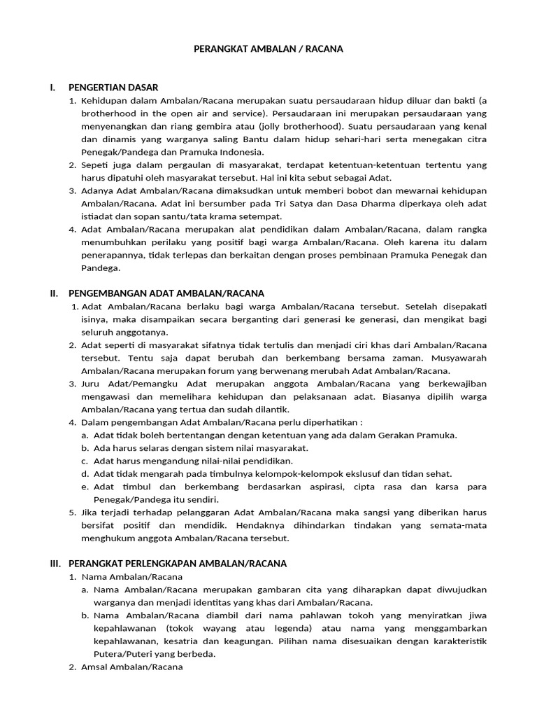 Perangkat dan Amsal Ambalan Pramuka | PDF