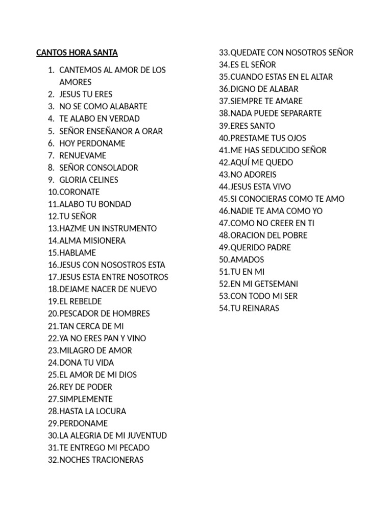 Cantos Hora Santa | PDF
