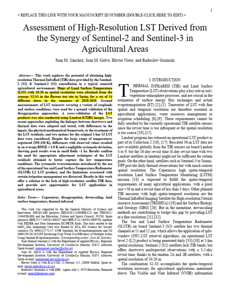 Assessment of High-Resolution LST Derived From The | PDF | Statistics ...