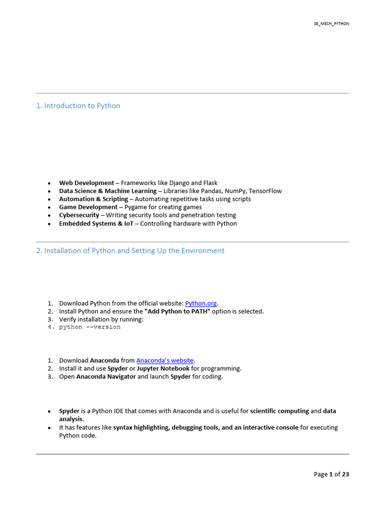 Python Programming Basics and Libraries | PDF | Python (Programming Language) | Mechanical ...