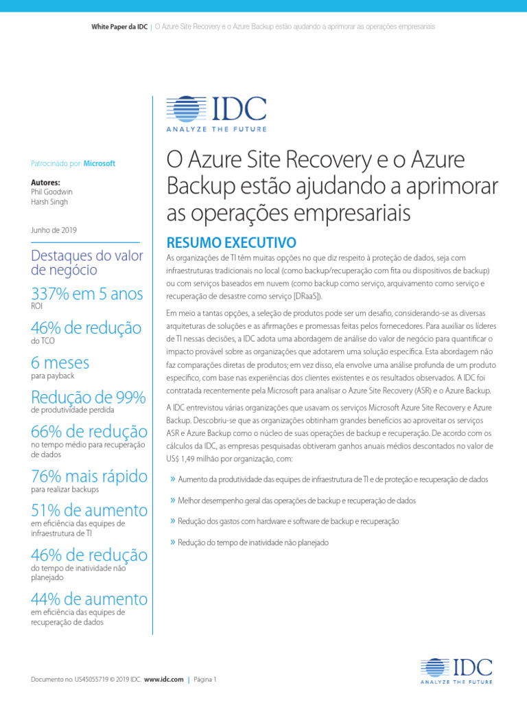 Azure Site Recovery e Backup: Benefícios Empresariais | PDF ...