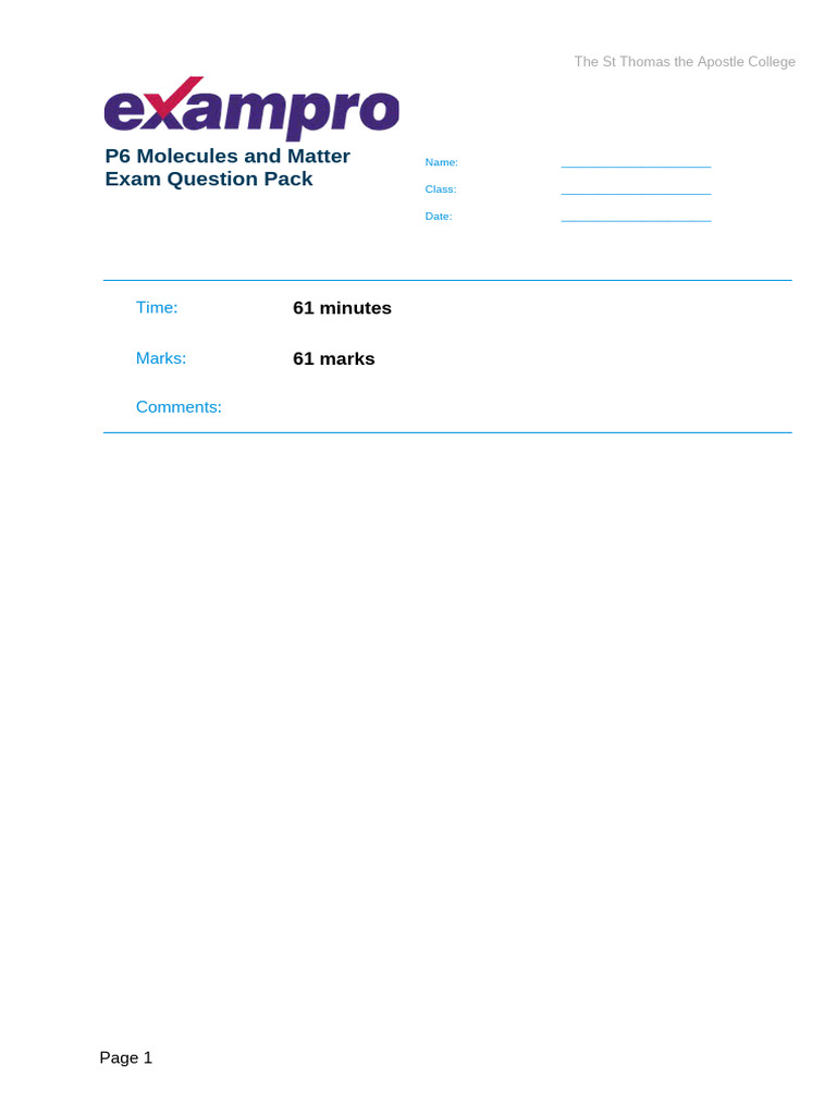 p6 Molecules and Matter Exam Qs | PDF | Gases | Ice