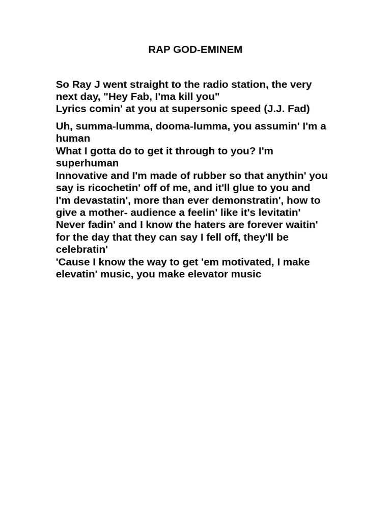 Eminem's Rap God Lyrics Analysis | PDF