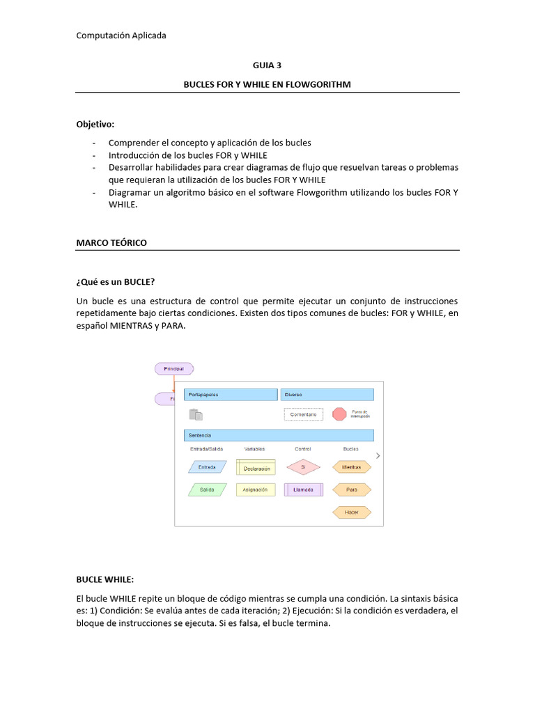 Bucles For y While en Flowgorithm | PDF | Programación de computadoras ...