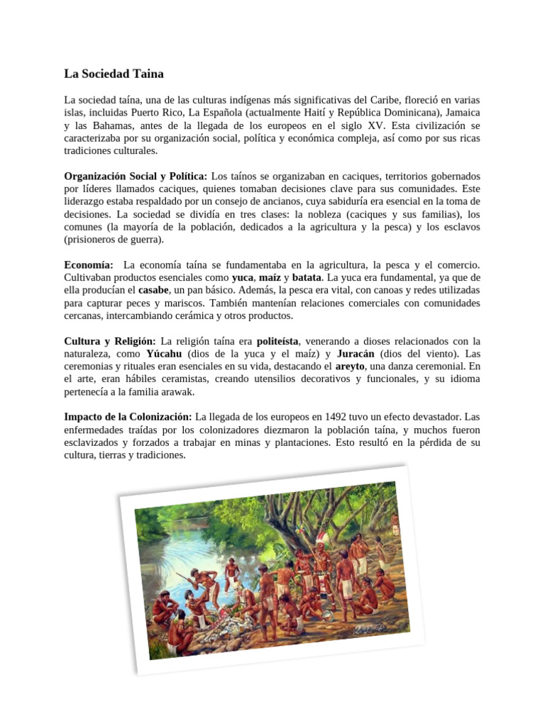 Sociedad Taína: Cultura y Organización | PDF