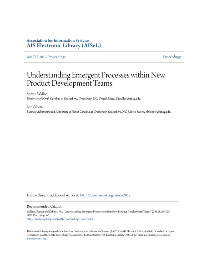 Understanding emergent processes within new product development teams ...