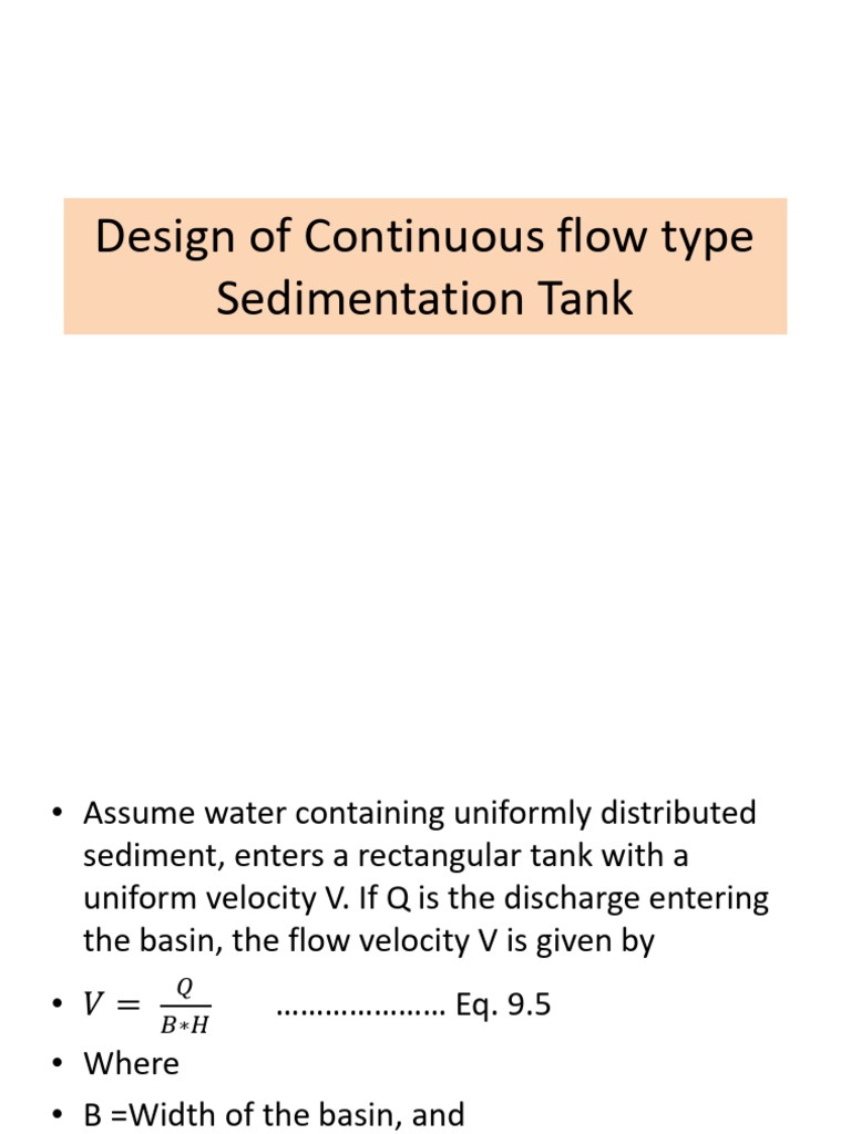 10 Design of Continuous Flow - Sedimentation Tank | PDF | Chemical Engineering | Earth Sciences
