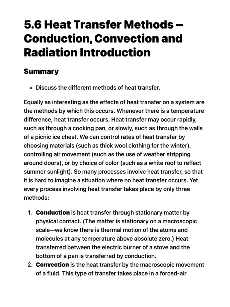 5.6 Heat Transfer Methods - Conduction, Convection and Radiation ...