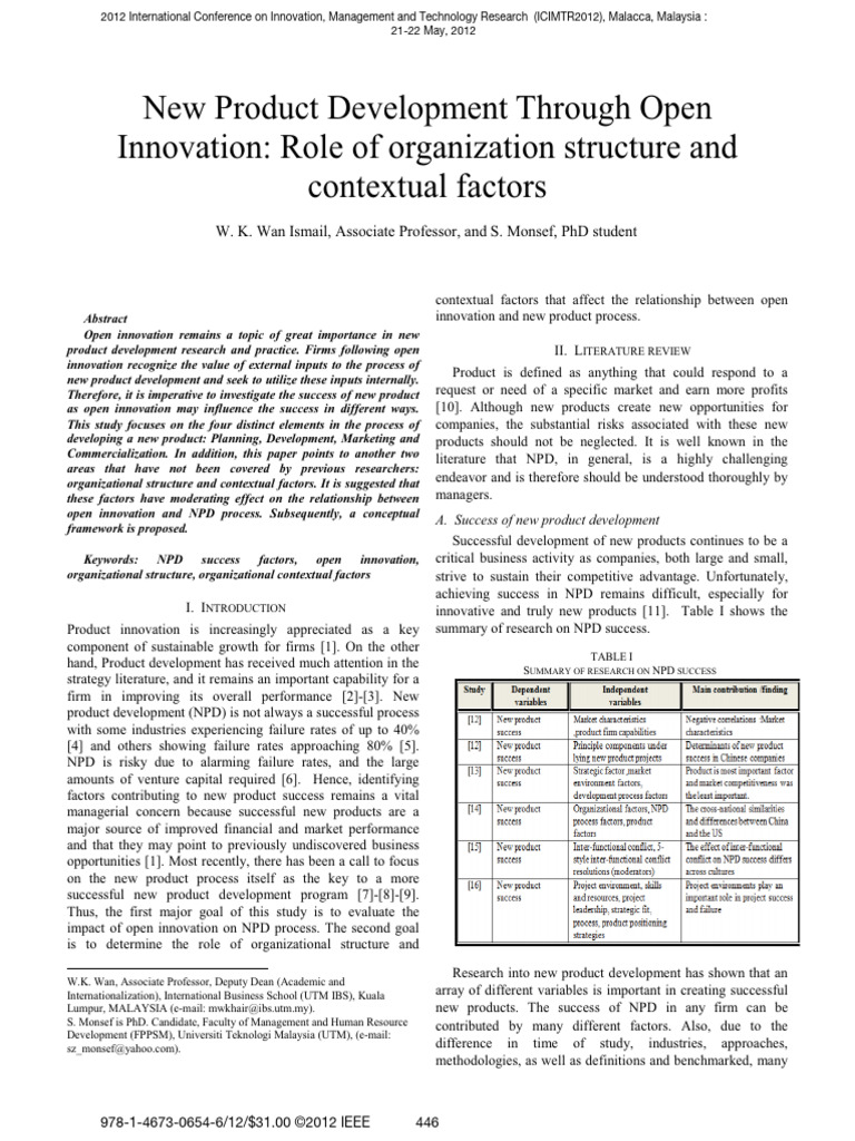New product development through open innovation - Role of organization ...