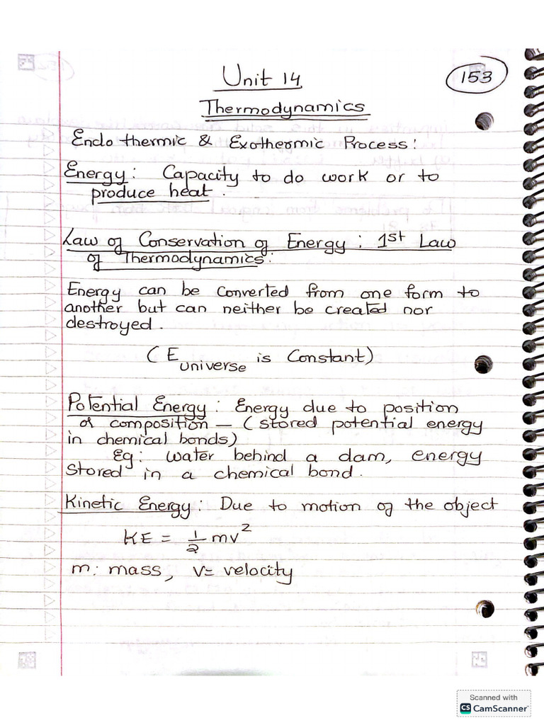 Thermodynamics Notes 1 - Exo, Endothermic Reactions, Enthalpies, Bond ...