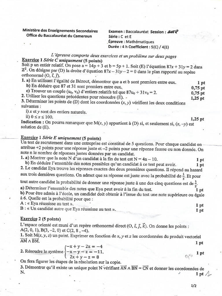 Math Bac C e 2018 | PDF